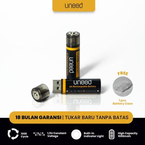 Jual UNEED Battery Rechargeable AA / Baterai AA 1000mAh with USB A ...