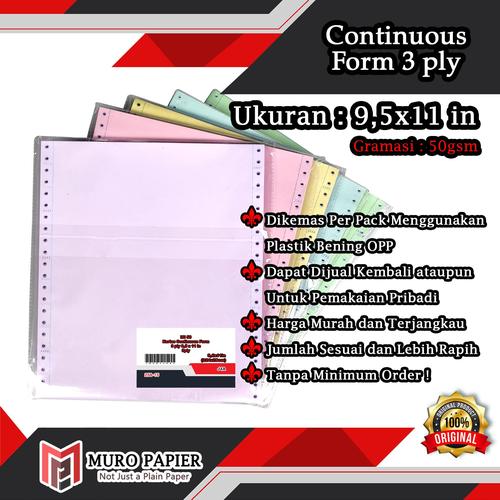 Jual ( PER PAK - ISI 50 ) Kertas Continuous Form 50 gsm 3 ply dan 3 ply PRS - 3 ply - 50 ...