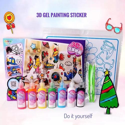 Jual DIY 3D art gel painting anak gel sticker kaca mainan edukasi ...