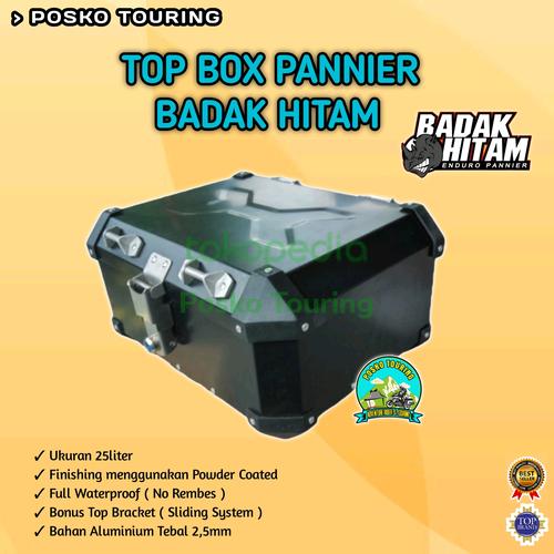 Jual Top Box Alumunium Pannier Badak Hitam 25liter | Box Pannier ...