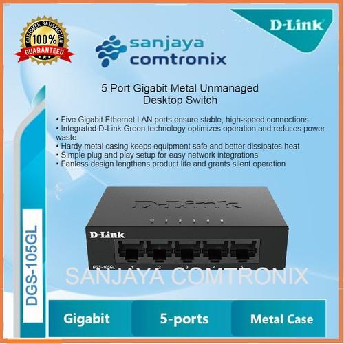 Jual D-LINK DGS-105GL 5-port Gigabit Switch Metal Case Dlink DGS-105 GL ...