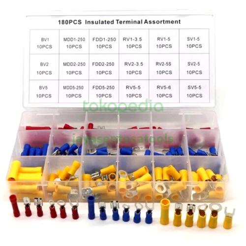 Jual Skun set 180pcs Spade Terminal Konektor Kabel Listrik Insulated ...