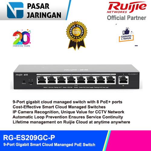 Jual RUIJIE RG-ES209GC-P 9-Port Gigabit Smart Cloud Mananged PoE Switch ...