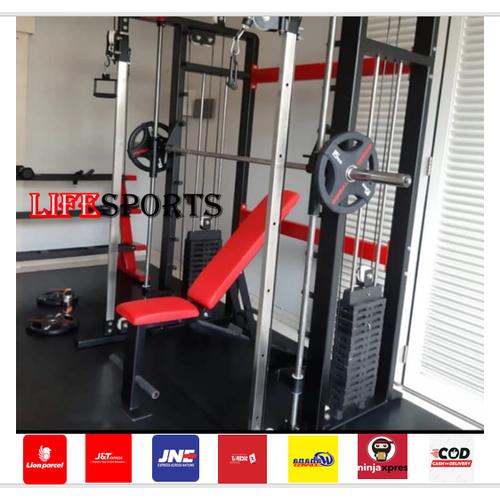 Jual Smith machine multifungsi + cable crossover ALAT GYM (ORIGINAL ...