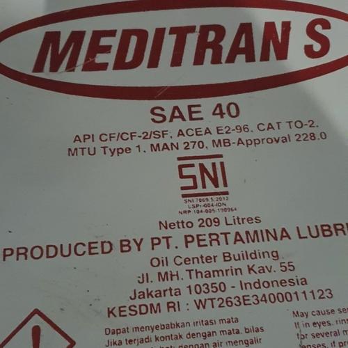 Jual OLI MESIN MEDITRAN S-40 SAE 30 / 40 / 50 OLI DRUM PERTAMINA S40 ...