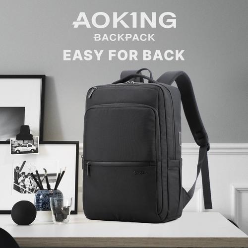 Jual Tas Ransel Aoking Sekolah Work Simple Laptop Backpack USB - Black ...