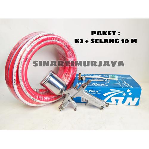 Jual Paket spray gun K3 + selang kompresor 10 m murah / paket cat ...