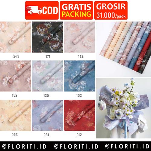 Jual (PACK) kertas buket paper flower 3D pattern wrapping paper - no ...