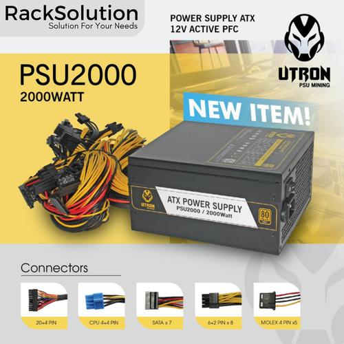 Jual Mining PSU 2000W Utron Mining Power Supply 2000 Watt 12V Active ...