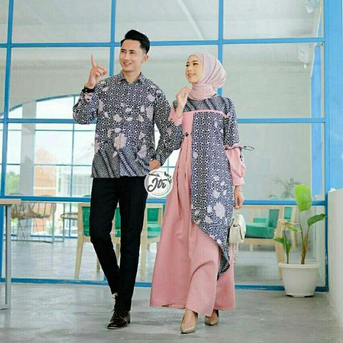 Jual JTR Couple Gamis Batik Kombinasi Polos Couple Pesta Baju Kondangan ...