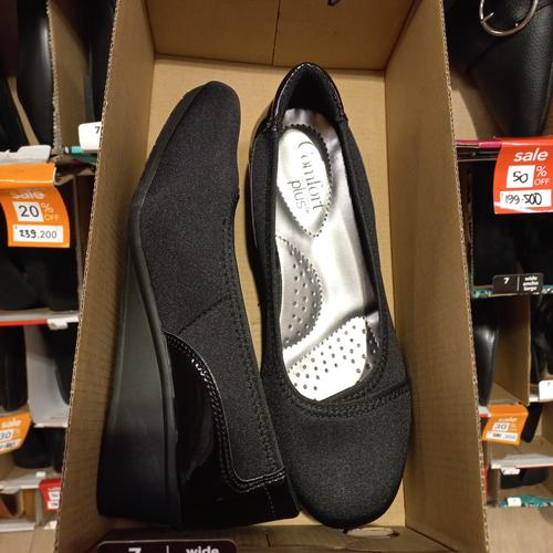 Jual sepatu flatshoes wedges comfort plus WW Dusk black 193155 payless ...