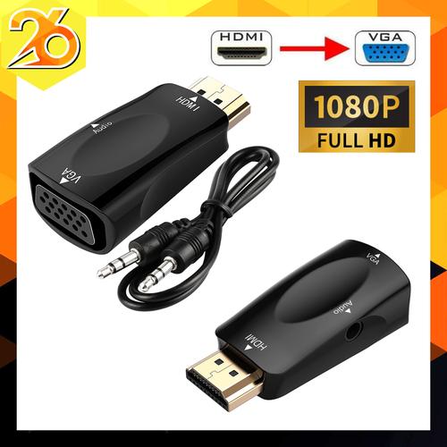 Jual Converter HDMI Male to VGA D-SUB Female with 3.5mm Audio Port Full ...