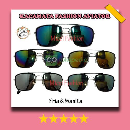 Jual Kacamata Fashion Aviator Kotak Lensa Mirror Gaya Tony Stark NOCASE ...