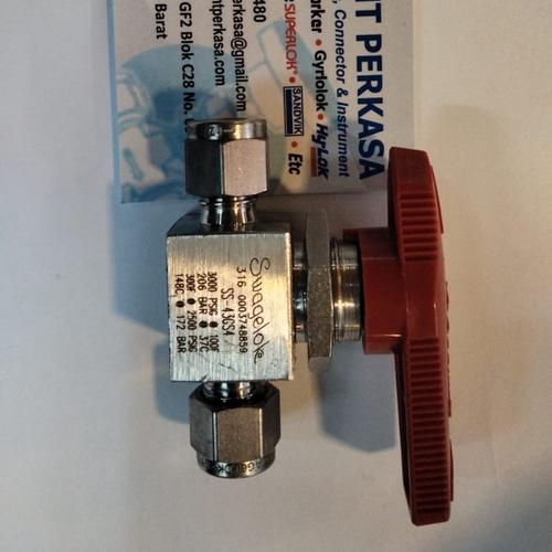 Jual Ball valve 1/4 od x 1/4 od SS-42GS4 swagelok gagang merah ...