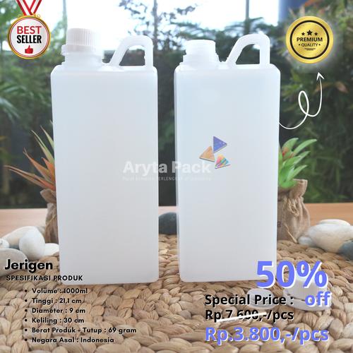 Promo Jerigen plastik HDPE 1liter 1000ml kotak natural madu cap segel ...
