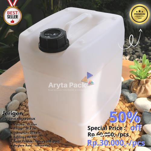Jual Jerigen plastik HDPE 10liter 10000ml kotak minyak cap segel - WIB ...