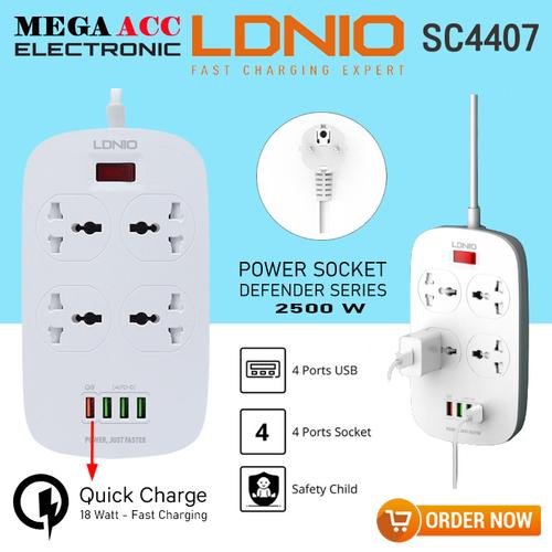 Jual Stop Kontak Ldnio SC4407 - 4 Power Socket & 4 Port Usb - QC 3.0 ...