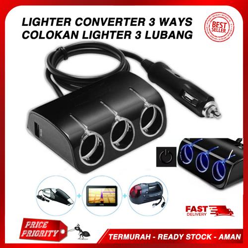 Jual Colokan LIGHTER ROKOK 3 LUBANG usb charger TRIPLE SOCKET CIGGARATE ...