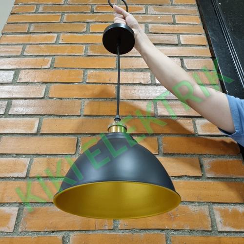 Jual Kap Lampu Gantung Modern Diameter 23 cm Hitam + Fitting Besi Gold ...