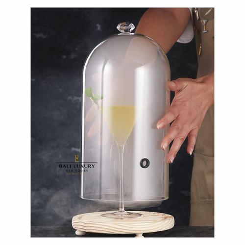 Jual Dome Glass Smoke Cover with Wood Base - 19cm - Kota Denpasar ...
