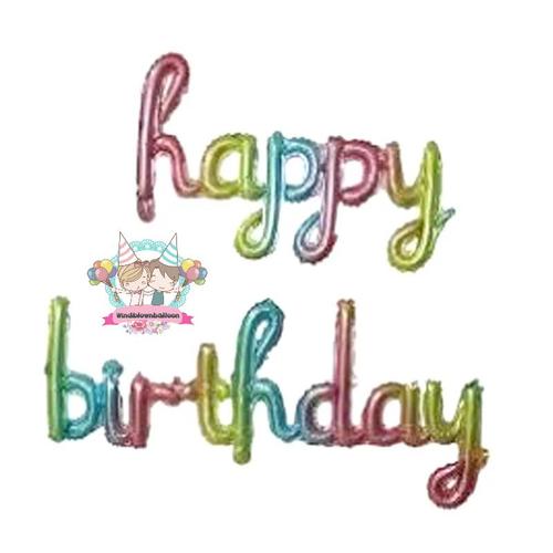 Jual Windblown Foil Happy Birthday Handwritten/Huruf HBD Sambung ...