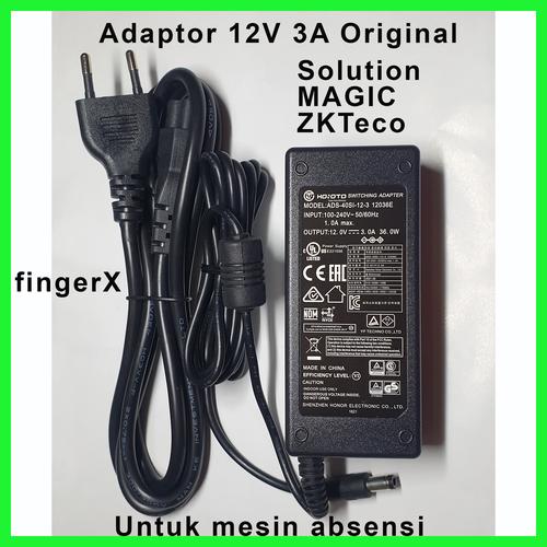 Jual Adaptor Mesin Absensi Solution ZKTeco MAGIC 12V 3A Original - Kota ...