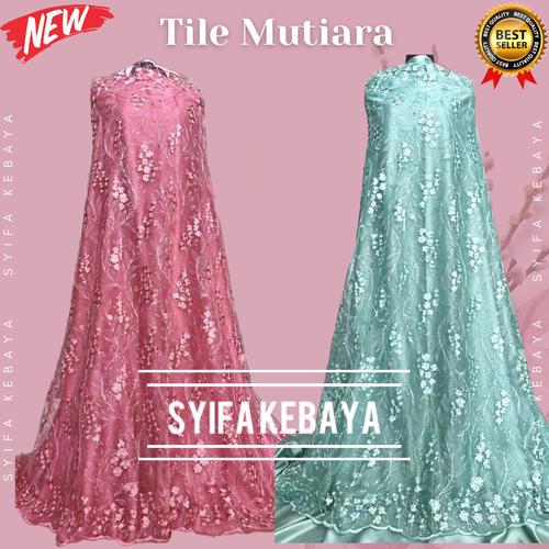 Jual Kain Brokat Tile Mutiara OB. Tulle Brukat Gliter. Burkat Mutiara ...