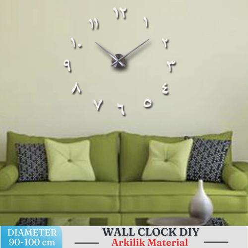 Jual Jam Dinding DIY Besar Angka Arab Minimalis - Silver - Jakarta ...
