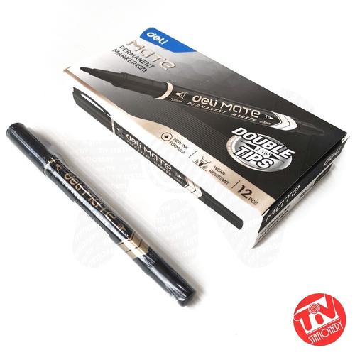 Jual Permanent Marker 2in1 Deli MATE Black 0.5 & 1.0 mm (1 pack = 12 ...