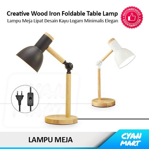 Jual Lampu Meja Baca Lipat Vintage Creative Design Wood Iron Table Lamp ...