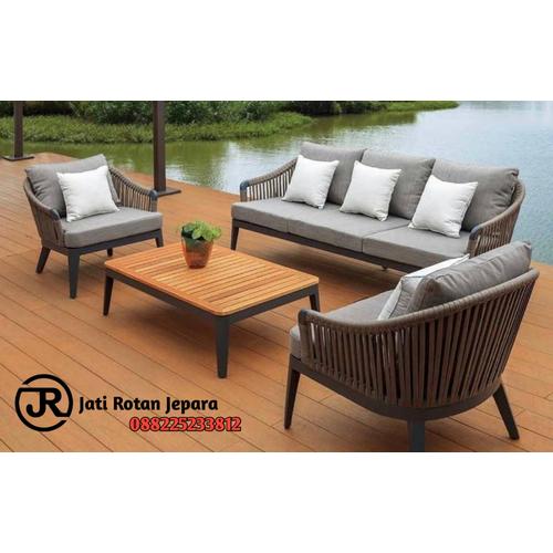 Jual Kursi Sofa Rotan Sintetis Loom | Kursi Teras anyaman tali rope ...