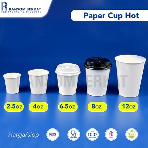 Jual Gelas Kertas Panas Putih Paper Cup Hot White Single Wall - 2.5oz, Tanpa Lid - Kab ...