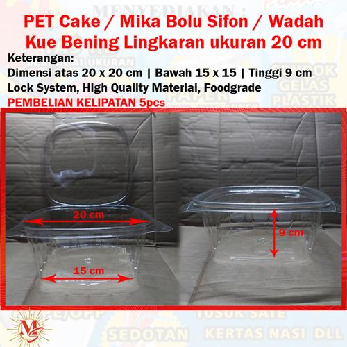 Jual PET Cake / Mika Bolu Sifon / Wadah Kue Bening Lingkaran ukuran 20 ...