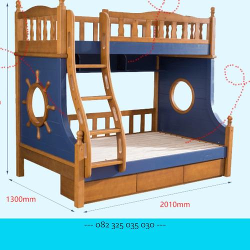 Jual bunk bed anak twins biru dongker, tempat tidur tingkat minimalis ...