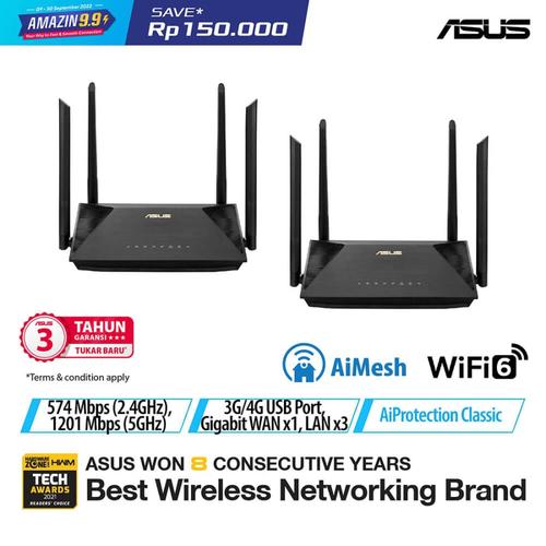 Jual Router ASUS RT-AX53U 2 Pack Dual Band WiFi 6 AX1800 Router with ...