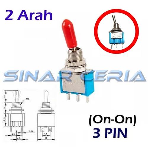 Jual Saklar Toggle 3 Pin - 2 Arah ON-ON Toggle Sw 3 Kaki 6A 125V - Kota ...