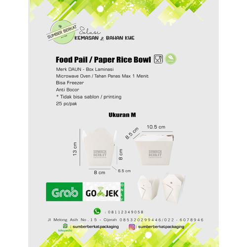Jual Food Pail / Paper Rice Box M (25 pc) Merk Daun GOJEKGRAB ONLY ...