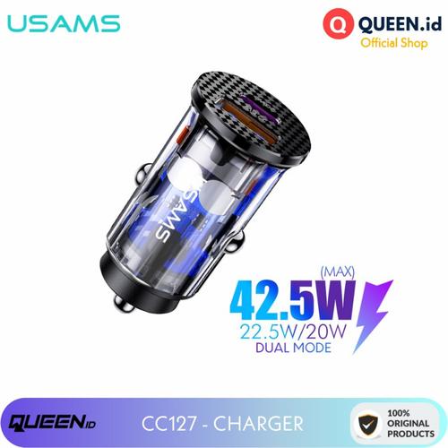 Jual USAMS Car Charger Mobil 42.5W USB + C Dual Port Fast Charging ...