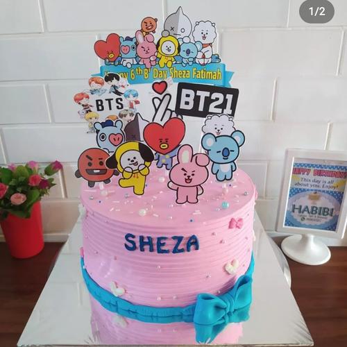 Jual cake ulang tahun bt21 / kue ultah bt21 / kue bts - diameter 20cm ...