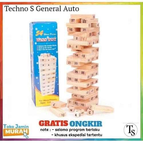 Jual Mainan Dadu Kayu 51 balok BESAR dan 4 dadu - Mainan Dadu Uno Stako ...