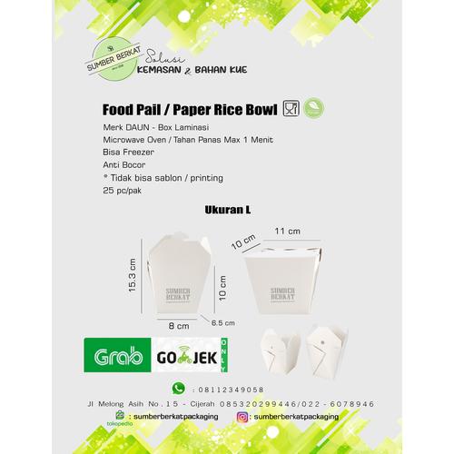 Jual Paper Rice Box / Food Pail L (25 pc) Merk Daun GOJEKGRAB ONLY ...