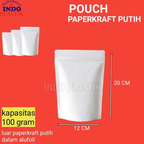 Jual STAND POUCH 100GR KRAFT PUTIH FULL/ KEMASAN KOPI/PLASTIK KLIP ...