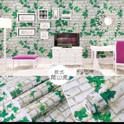 Jual Wallpaper Stiker Dinding Motif Batu Bata Putih Daun menjalar Mewah - Jakarta Utara ...