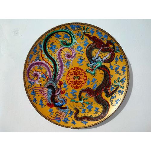 Jual Keramik Pajangan Piring Antik Cina Kansai Gold Motif Naga ...