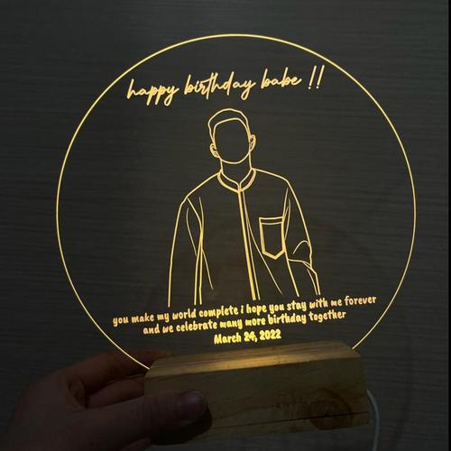 Jual Custom Photo Lineart Akrilik Spotify LED / Lampu Tidur Akrilik LED ...
