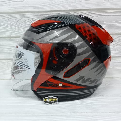 Jual HELM NHK R1 BIZARE RED SILVER GLOSSY DOUBLE VISOR HALF FACE - M ...