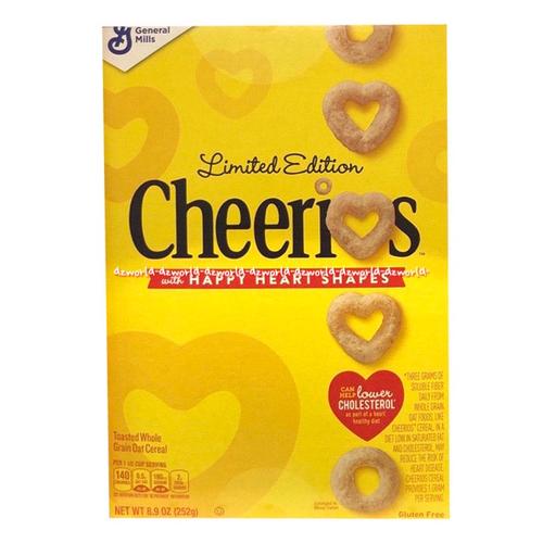 Jual Cheerios Happy Heart Shapes 252g Lower Cholesterol Cereal General ...