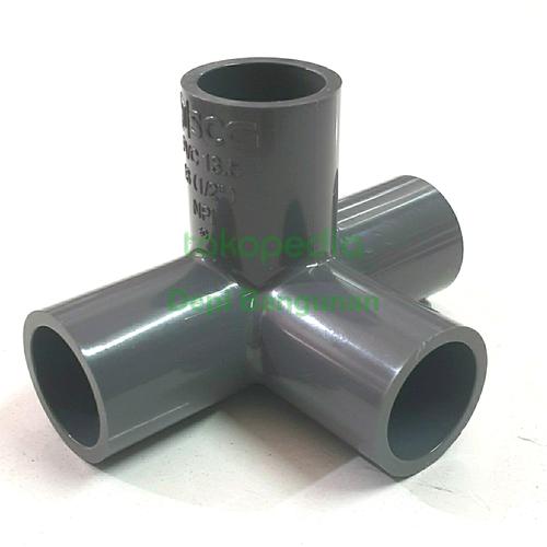 Jual Tee Elbow Side Four Way 1/2 inch Cross T Cabang 4 Siku PVC SCG ...