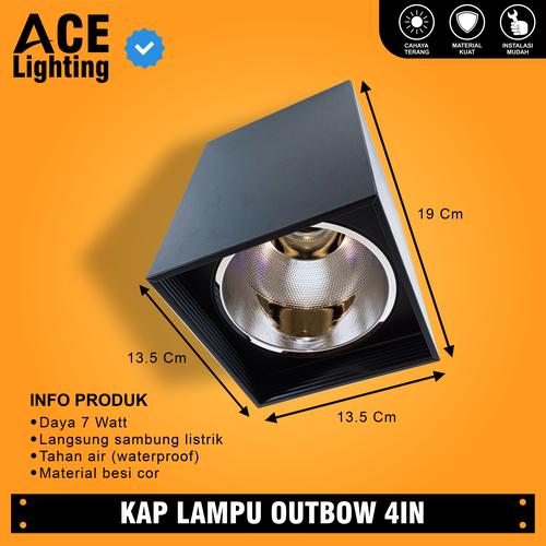 Jual Kap lampu 4in downlight kotak rumah lampu stainless outbow kotak ...