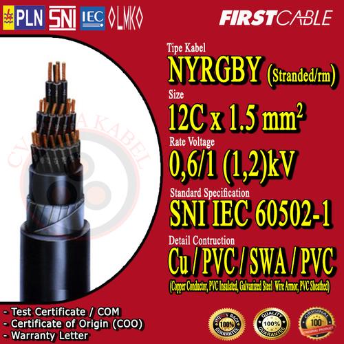 Jual Kabel NYRGBY 12x1,5 mm2 FIRST CABLE /12 x 1,5 mm2/12x1.5mm2/12x1.5 ...